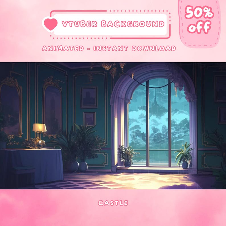 Vtuber Animated Background for Twitch, Cozy Castle Window, Rainy Stream ...