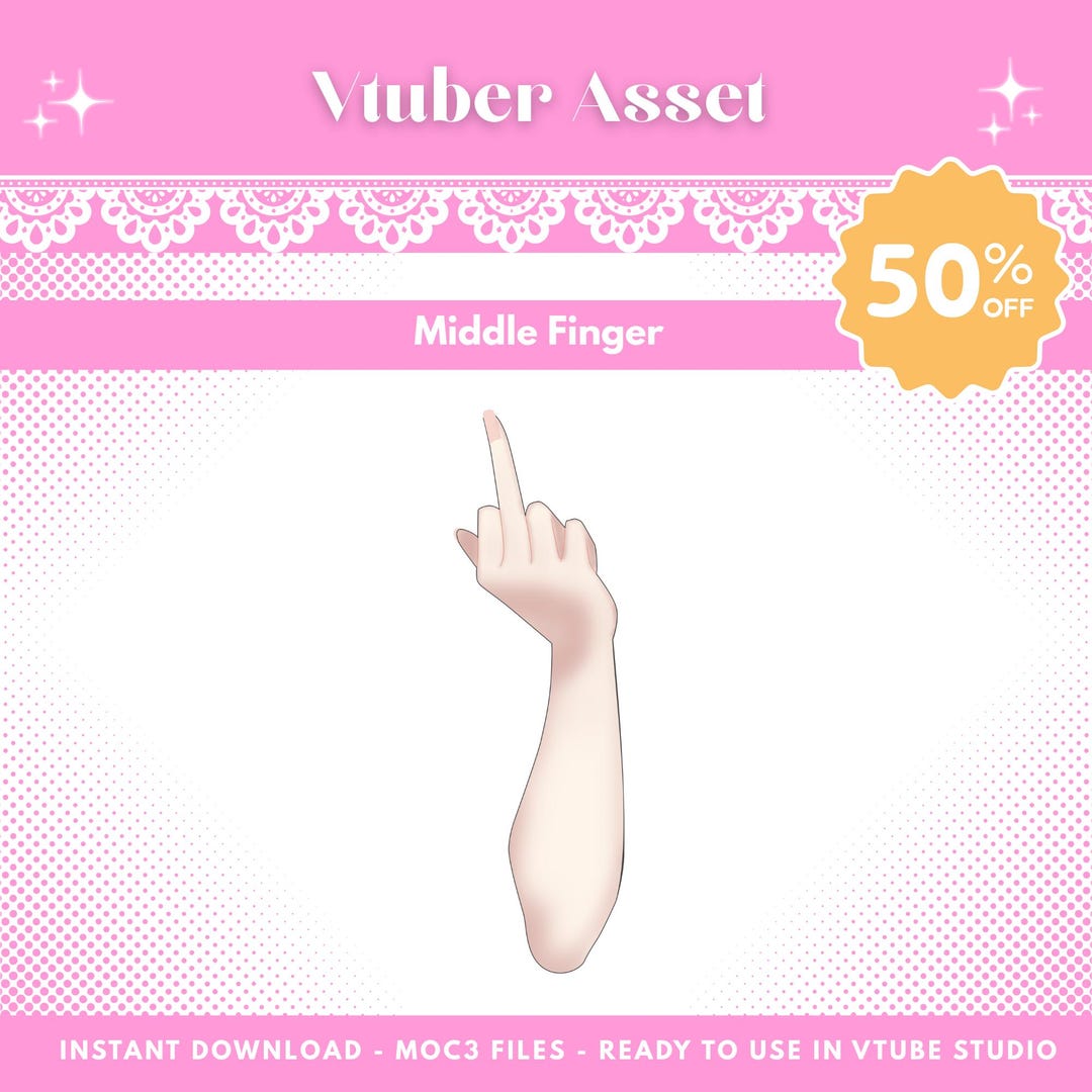 Vtuber Middle Finger Hand Gesture Asset Fully Rigged Reactive Prop for ...
