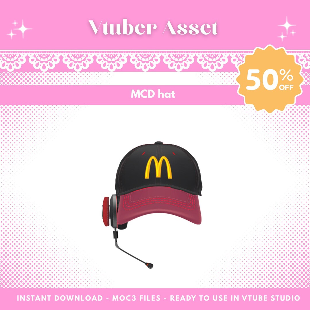 Vtuber Fast Food Employee Hat Mcd Accessory Fully Rigged Headwear Ready ...