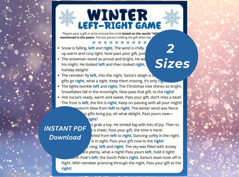 Winter Left Right Game Pass the Gift Prize Exchange Game for Family ...