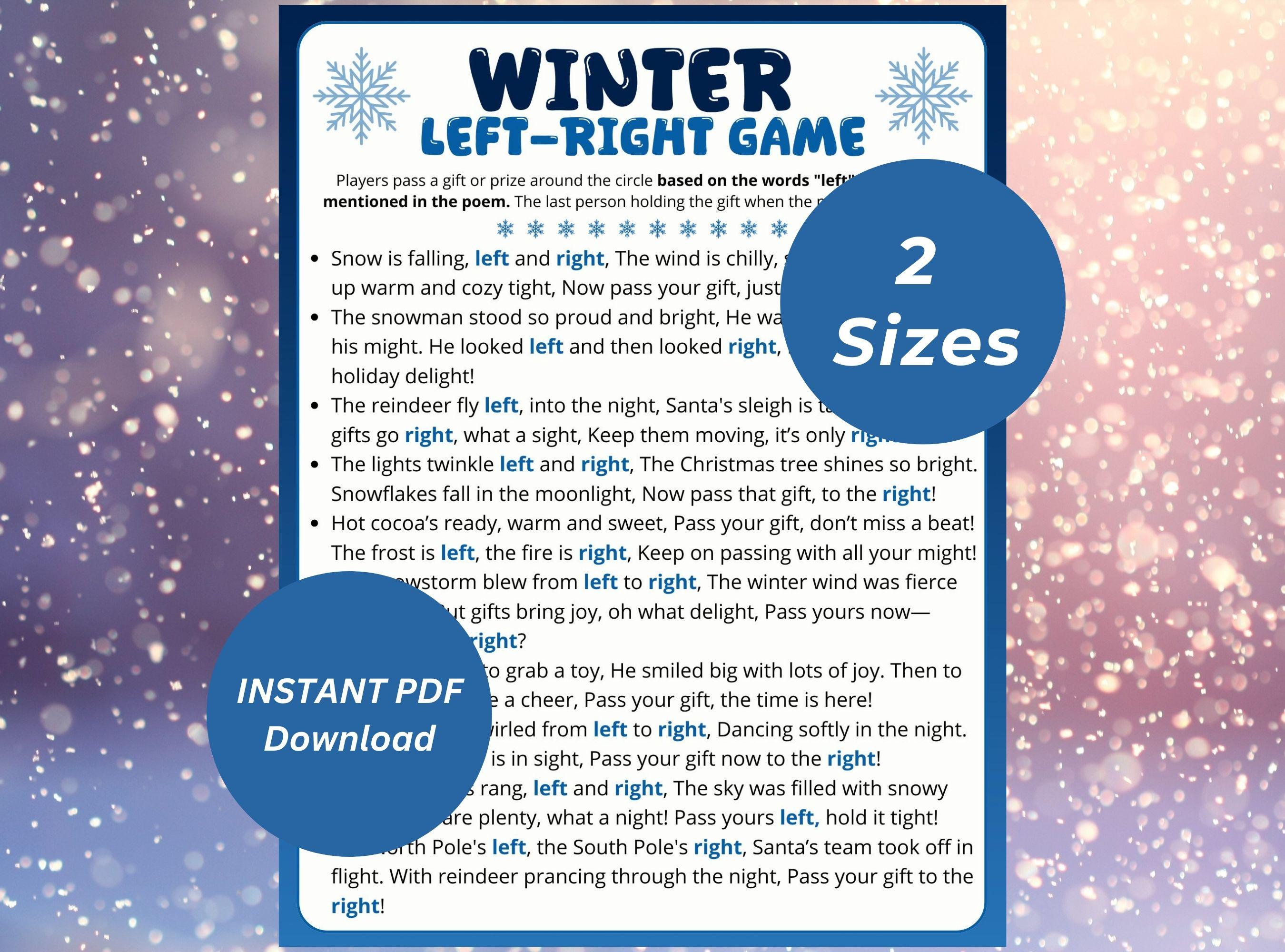 Winter Left Right Game Pass the Gift Prize Exchange Game for Family ...