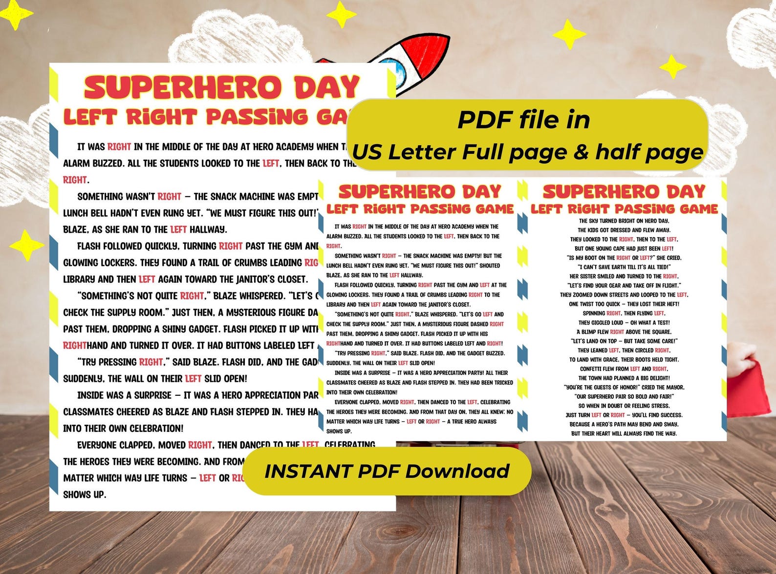 Superhero Left Right Passing Game: Kids Party Activity (PDF Download ...