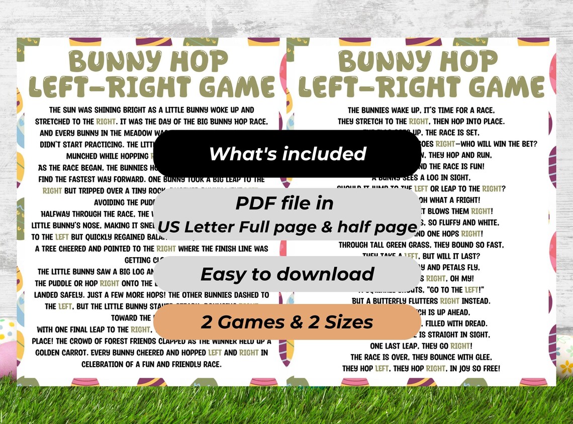 Bunny Hop Easter Game: Left Right Story, Kids Activity (PDF Download ...