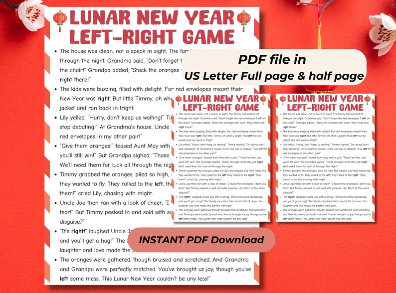 Lunar New Year Left Right Game Printable, Fun Family Party Game ...