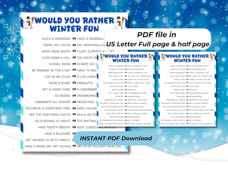 Winter Would You Rather Game Holiday Party Icebreaker Game Fun ...
