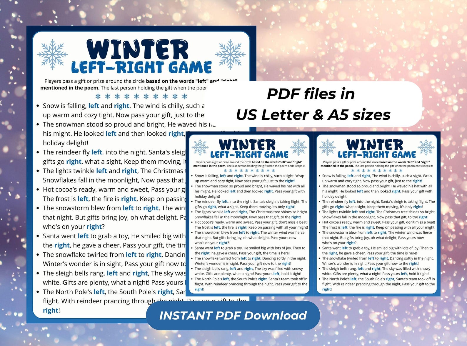 Winter Left Right Game Pass the Gift Prize Exchange Game for Family Reunion Office Party ...
