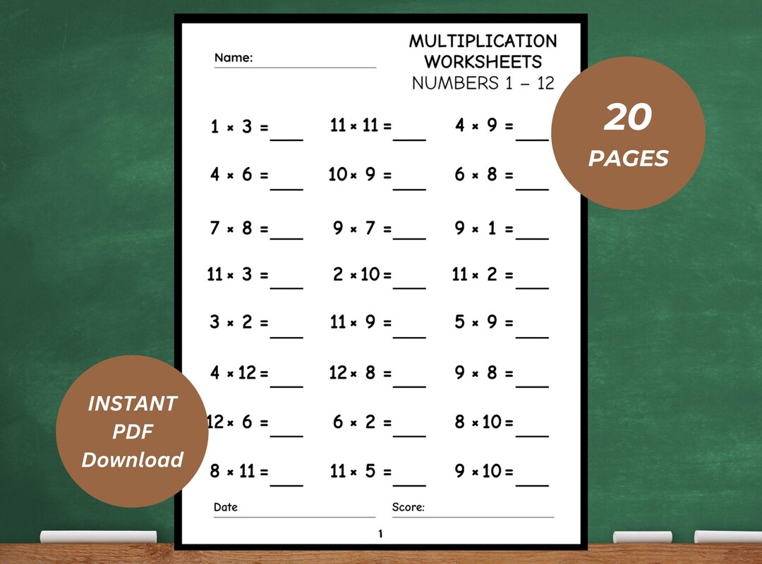 20 Pages Printable Multiplication Worksheets for Kids Math Drills Fill ...