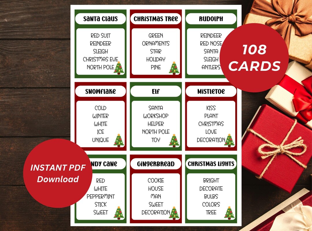 Christmas Taboo Game, Christmas Forbidden Words Game for Kids & Adults ...