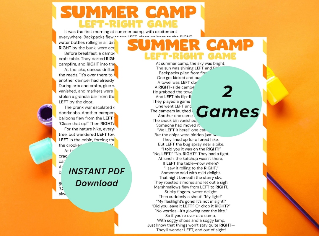 Summer Camp Left Right Game Printable – Fun Icebreaker Story Game for ...