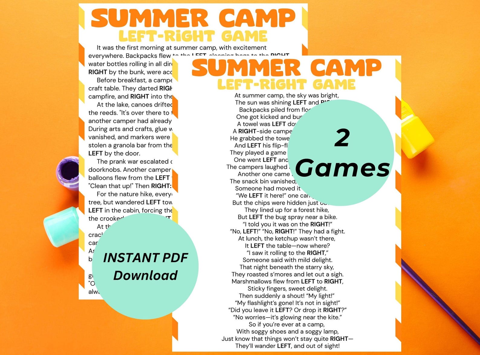 Summer Camp Left Right Game Printable – Fun Icebreaker Story Game for ...