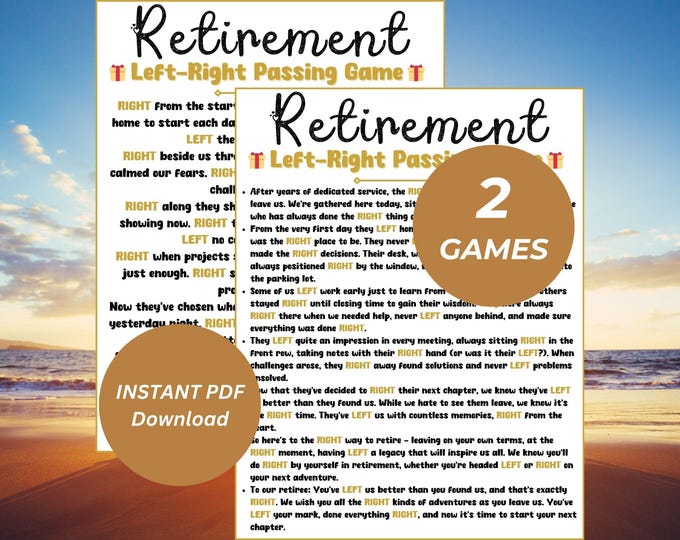 Retirement Party Game: Left Right Passing Activity (PDF Pattern) - Etsy