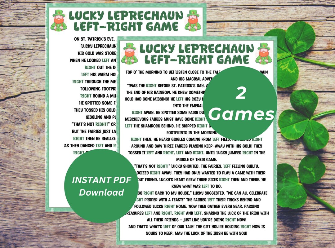 Lucky Leprechaun Left Right Game, St. Patrick's Day Party Game, St ...
