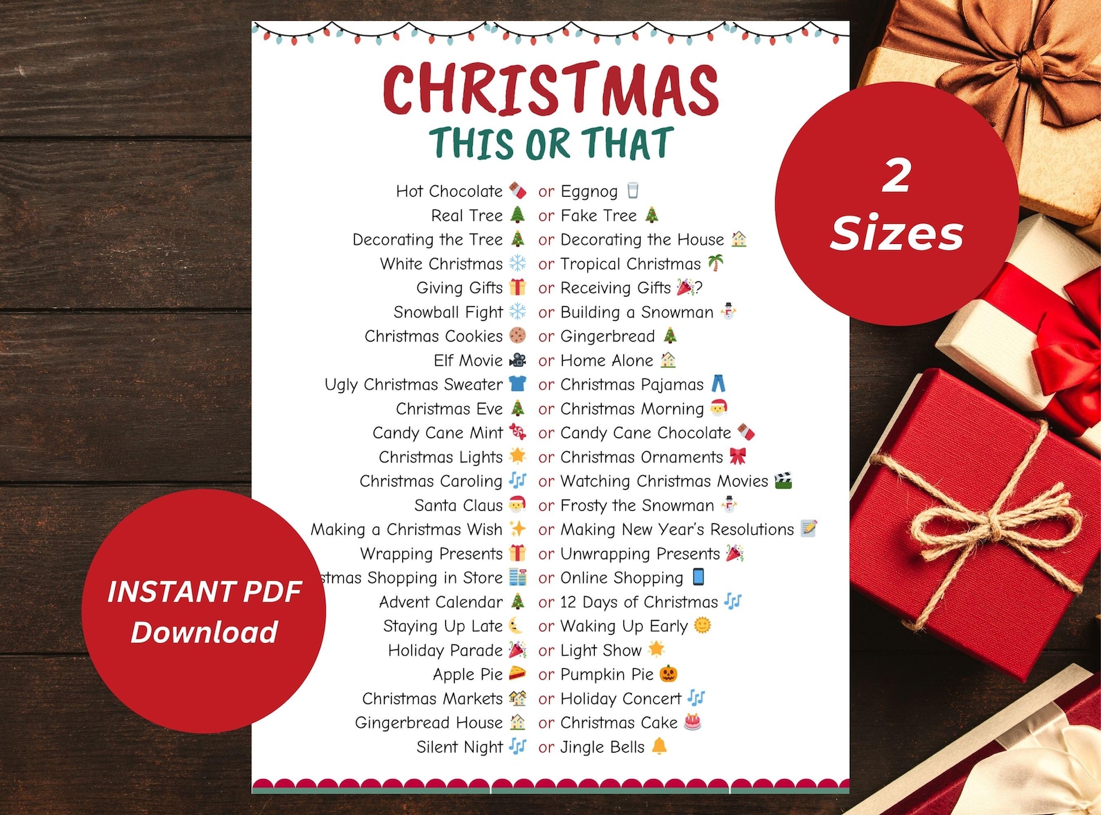 Christmas This or That Game, Fun Party Activity Kids & Adults ...