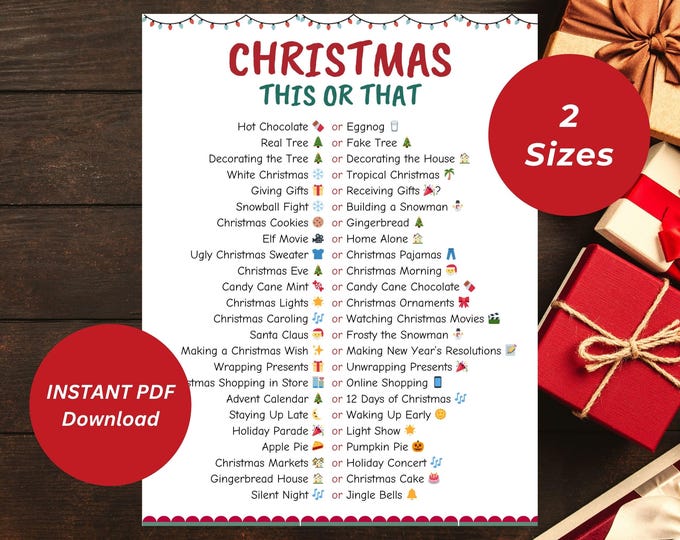 Christmas This or That Game, Fun Party Activity Kids & Adults ...