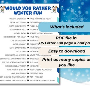 Winter Would You Rather Game Holiday Party Icebreaker Game Fun ...