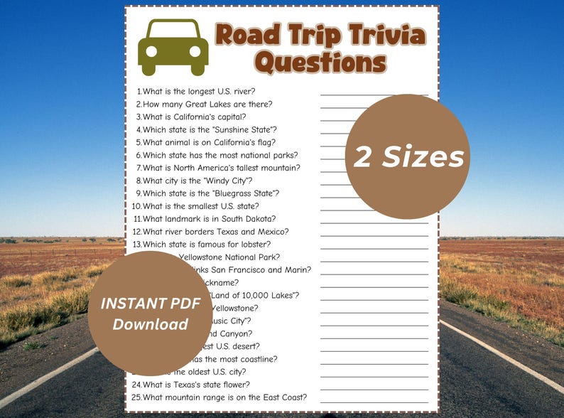 Road Trip Family Trivia Games, Family Road Trip Games, Fun Travel ...