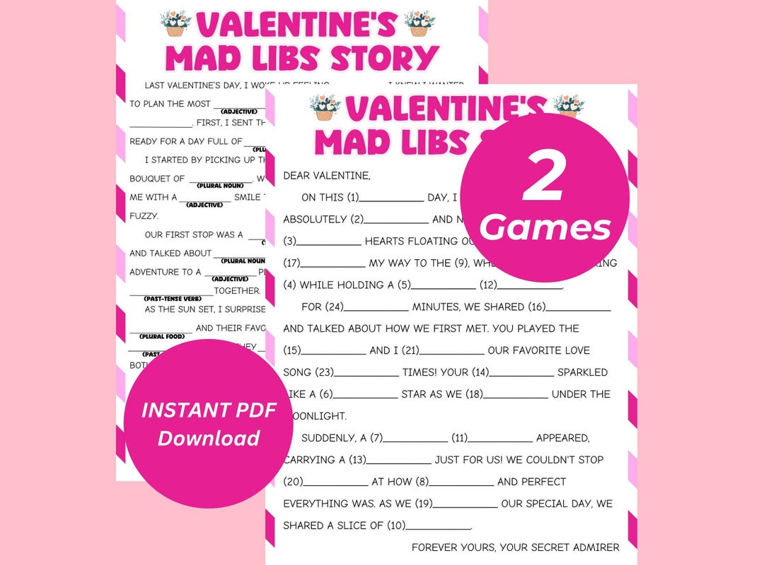 Valentine's Day Mad Libs Game Printable, Valentines Day Game ...
