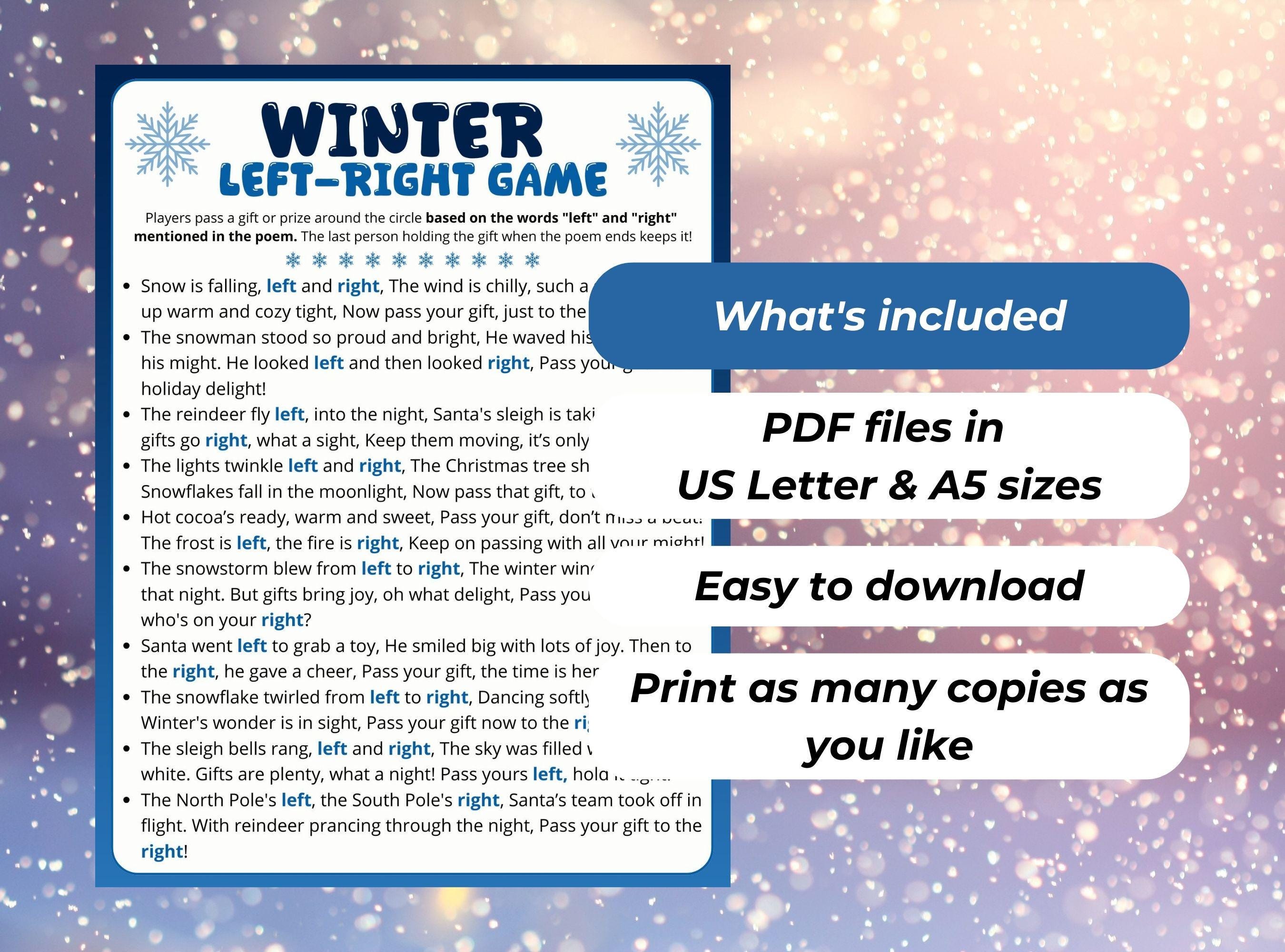 Winter Left Right Game Pass the Gift Prize Exchange Game for Family ...