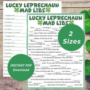 Lucky Leprechaun Mad Libs Printable Game, St. Patrick's Day Activity ...