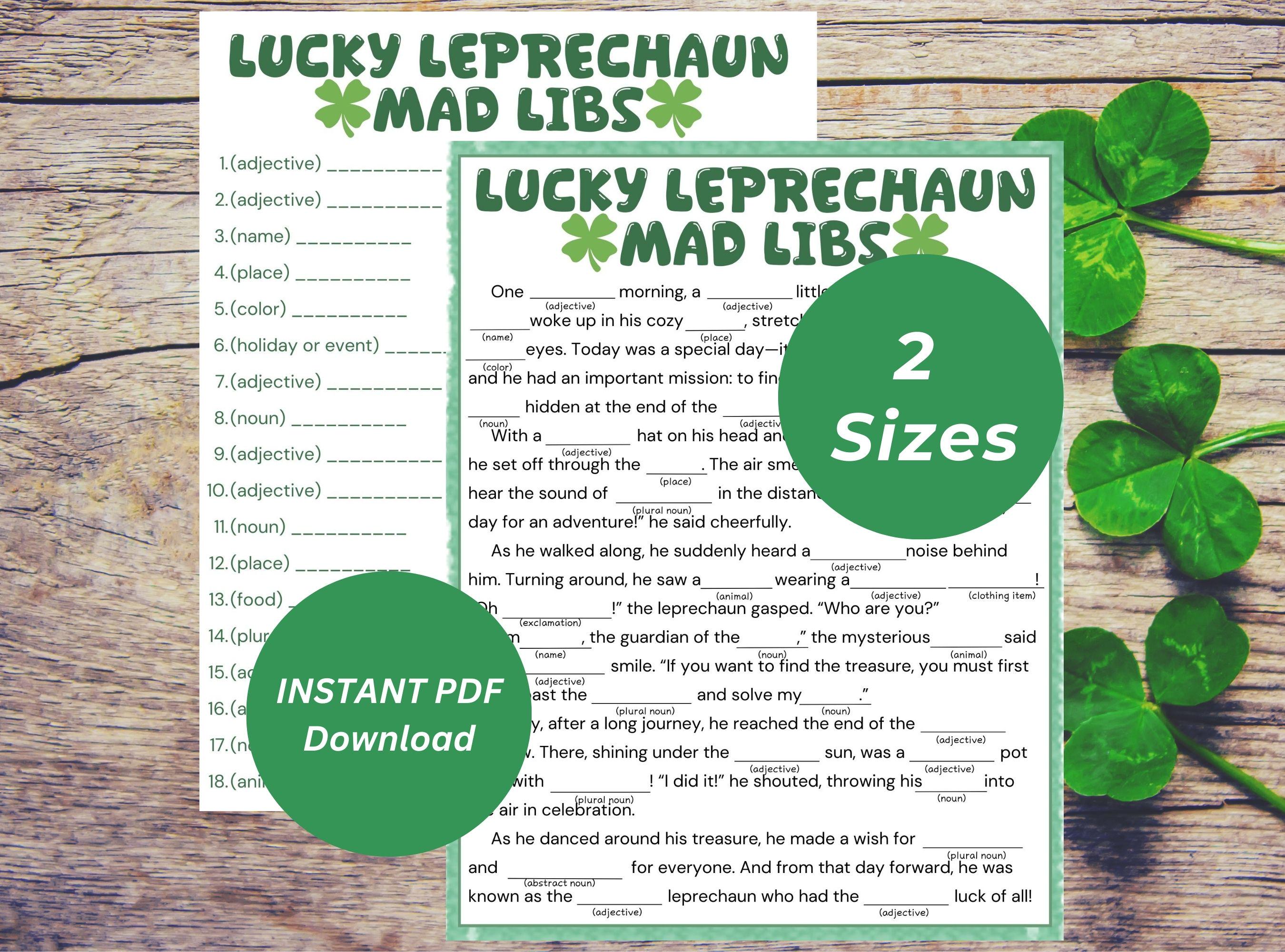 Lucky Leprechaun Mad Libs Printable Game, St. Patrick's Day Activity ...