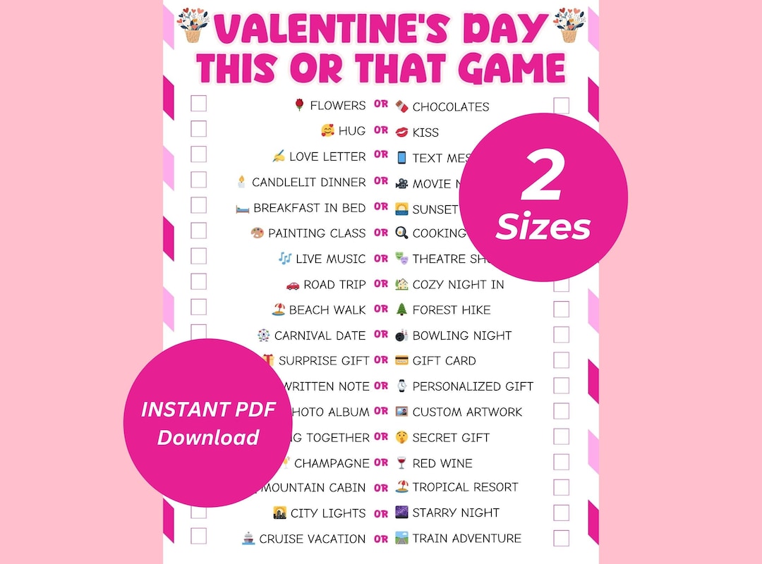 Valentine's Day This or That Game: Couples & Party Fun (PDF Download ...