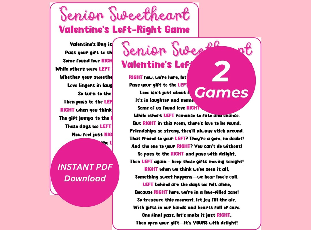 Senior Valentine's Left Right Game, Valentine's Day Gift Exchange Game ...