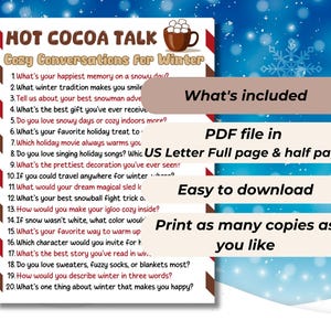 Hot Cocoa Table Talk , Winter Conversation Starters, Cozy Holiday ...