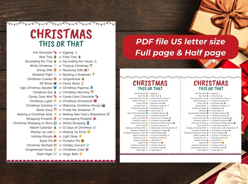 Christmas This or That Game, Fun Party Activity Kids & Adults ...