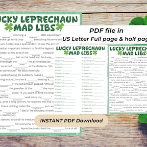 Lucky Leprechaun Mad Libs Printable Game, St. Patrick's Day Activity ...