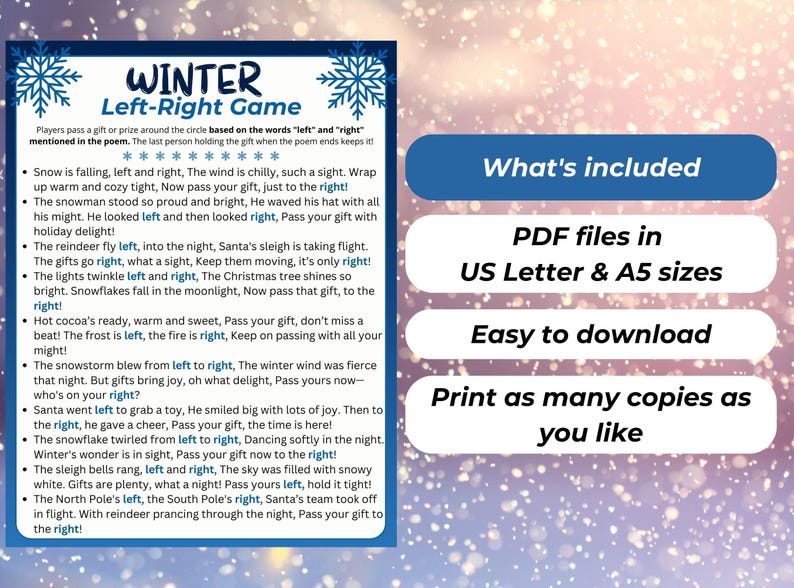 Winter Left Right Game Pass the Gift Prize Exchange Game for Family ...
