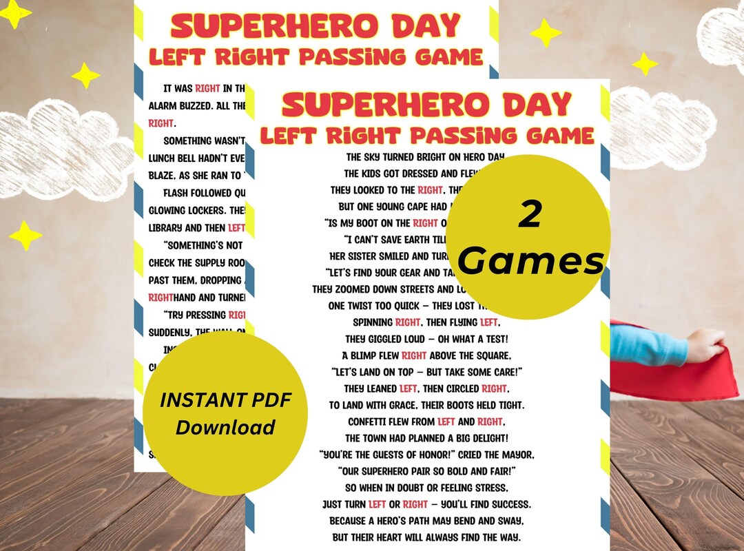 Superhero Left Right Passing Game: Kids Party Activity (PDF Download ...