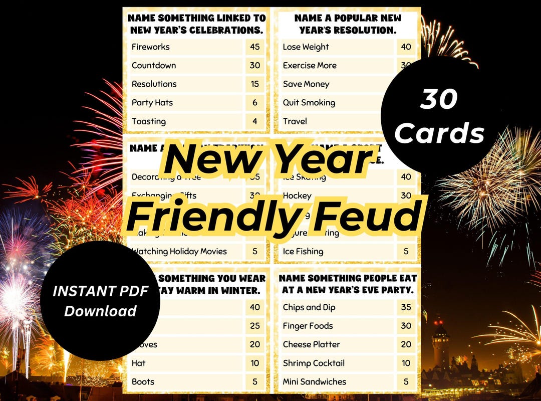 New Year Friendly Feud Game, Printable Family Feud Game for Kids ...