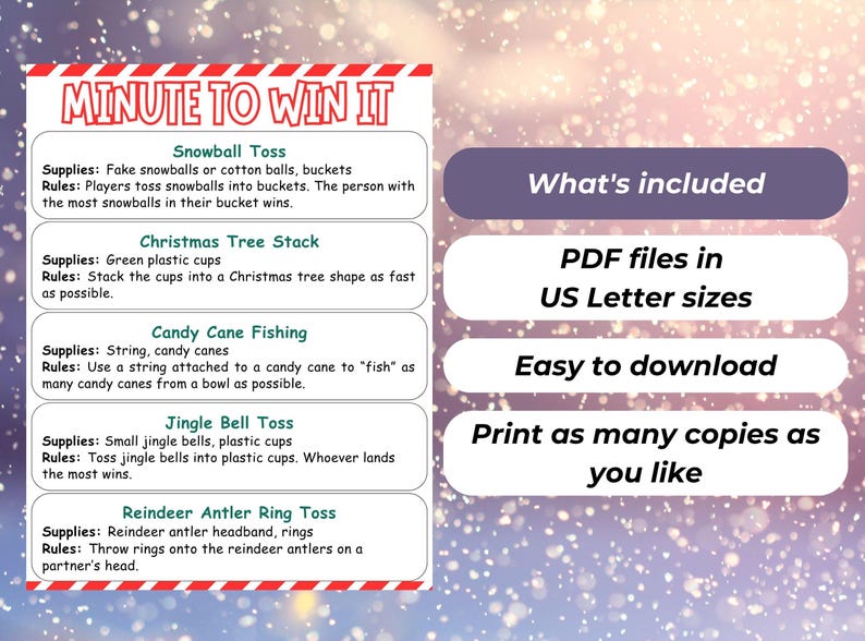 Christmas Minute to Win It Games, 50 Minute to Win It Party Games ...