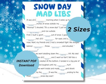 Snow Day Mad Libs Game, Winter Mad Libs Printable, Winter Games for ...