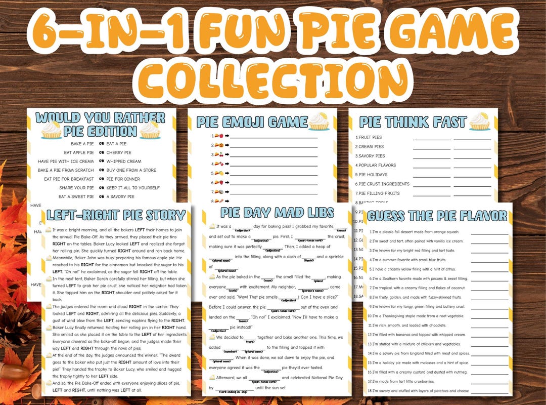 Pie Game Bundle: Fun Party Games for Pie Day (digital Download) - Etsy