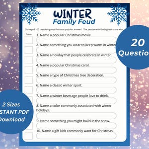 Winter Friendly Feud Games for Kids and Adults, Winter Family Feud Game ...