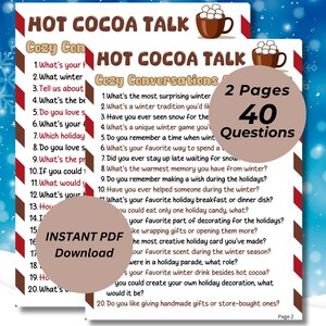Hot Cocoa Table Talk , Winter Conversation Starters, Cozy Holiday ...