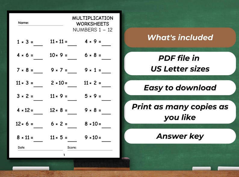 20 Pages Printable Multiplication Worksheets for Kids Math Drills Fill ...