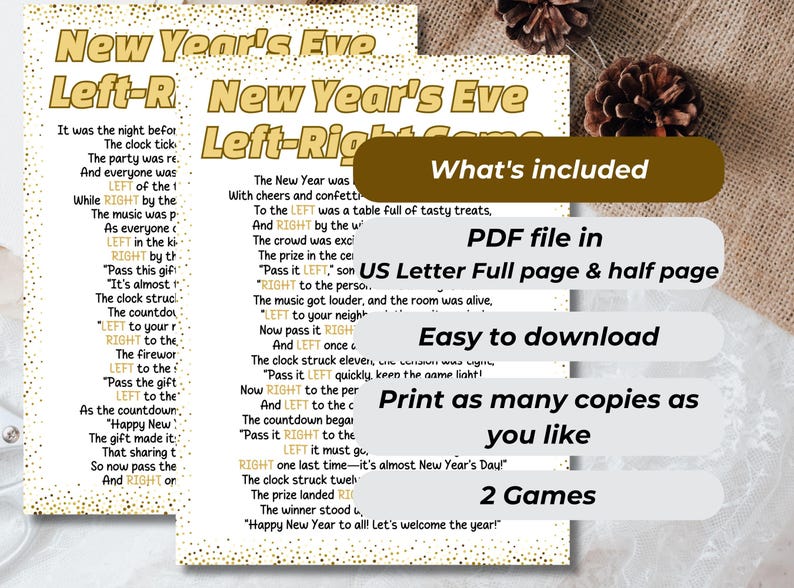 New Year's Eve Left-right Game: Printable Holiday Party Activity (PDF ...