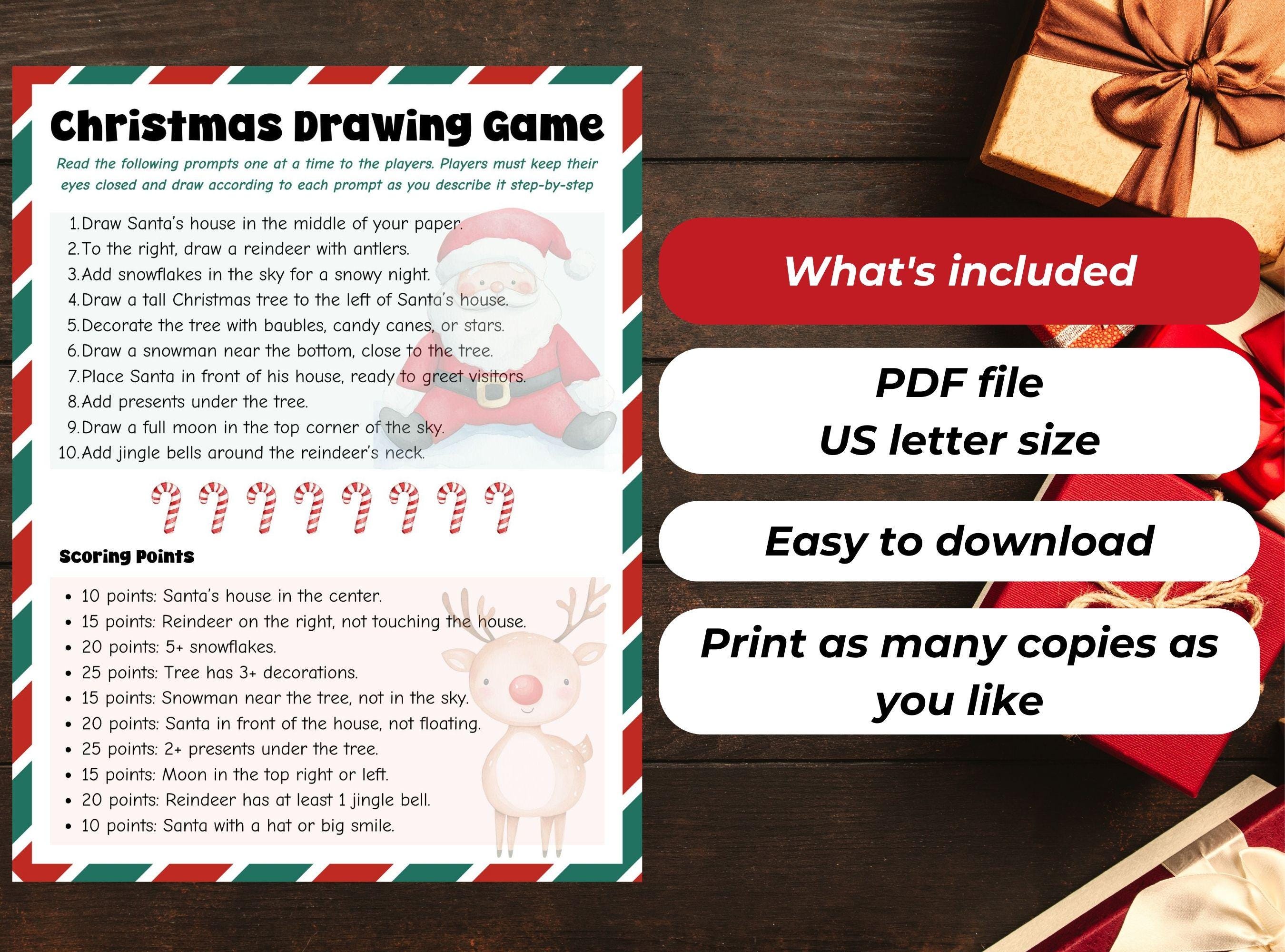 Christmas Drawing Challenge Game: Holiday Party Activity (digital ...