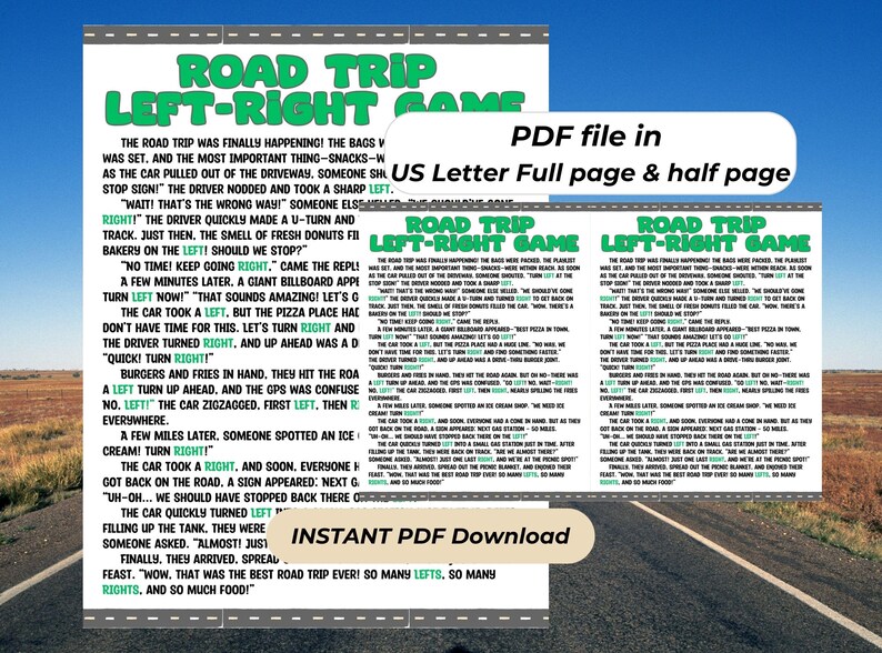 Road Trip Left Right Game: Family Travel Activity (PDF Pattern) - Etsy