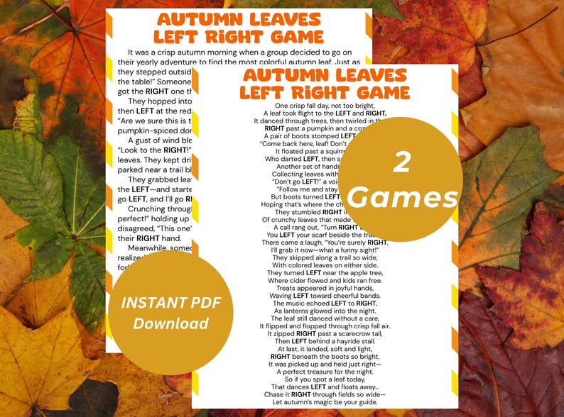 Autumn Left Right Game: Fall Party Activity (printable PDF) - Etsy