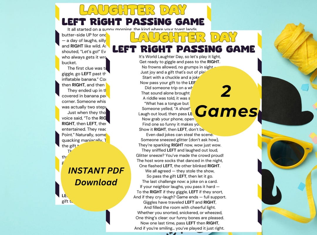 World Laughter Day Left Right Passing Game Printable PDF | Funny Left ...