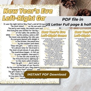 New Year's Eve Left-right Game: Printable Holiday Party Activity (PDF ...
