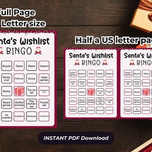 Santa's Wishlist Christmas Bingo Game, 50 Bingo Cards for Kids, Fun ...
