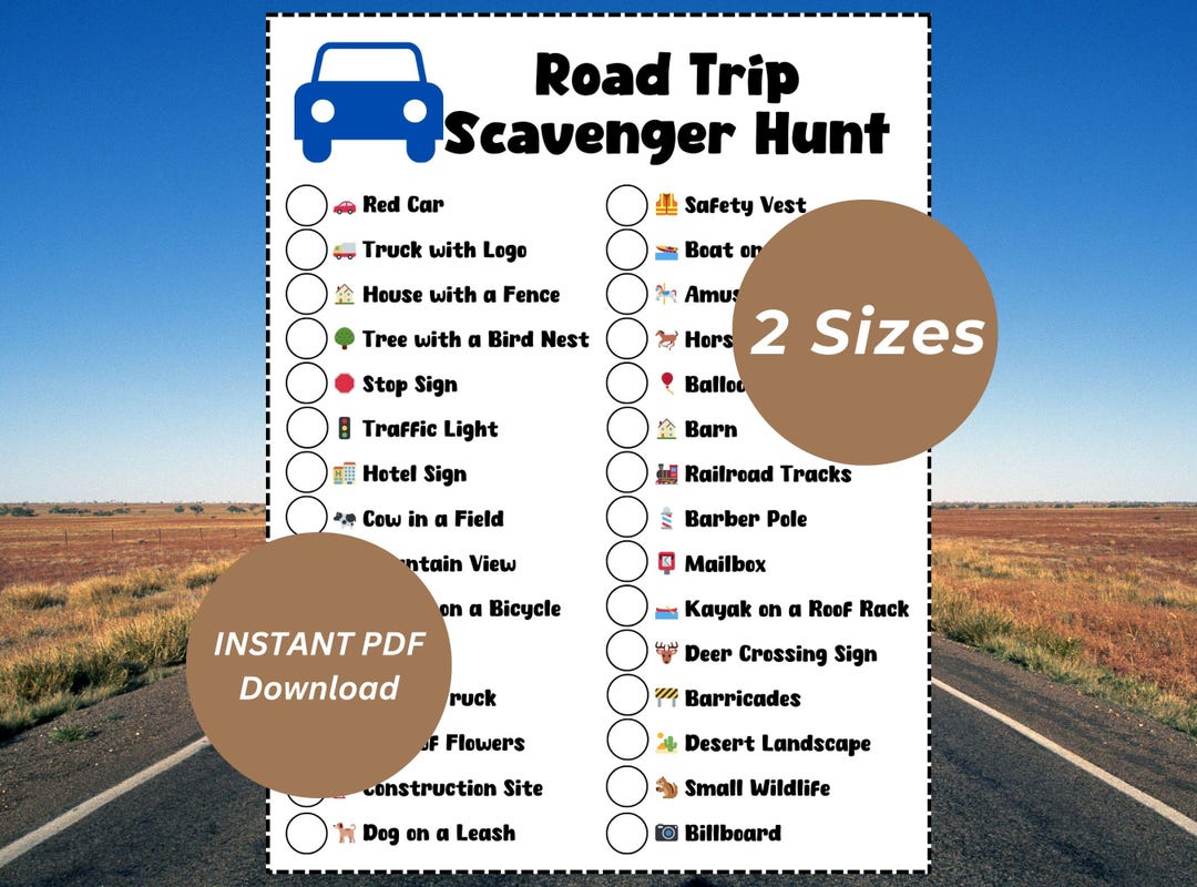 Road Trip Scavenger Hunt Printable Game for Kids, Instant PDF Download ...