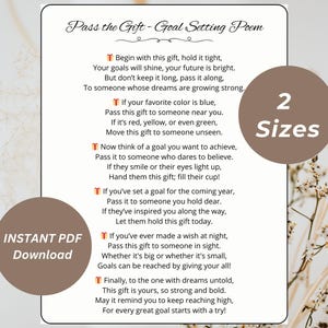 Inspirational Goal Setting Poem Printable, Pass the Gift Game ...