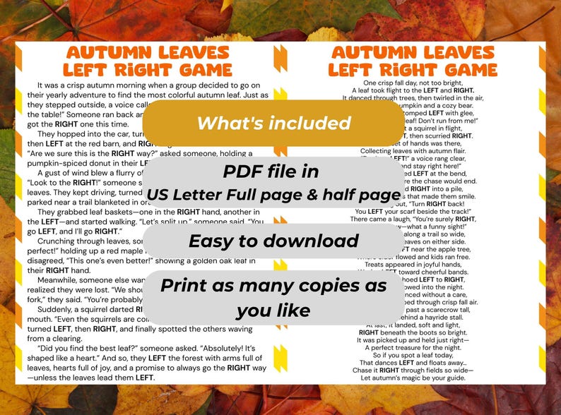 Autumn Left Right Game: Fall Party Activity (printable PDF) - Etsy
