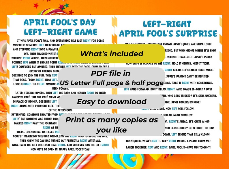 April Fool's Day Left Right Game Printable, Funny Gift Passing Game ...