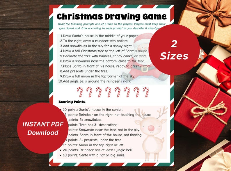 Christmas Drawing Challenge Game, Christmas Party Activity for Kids ...